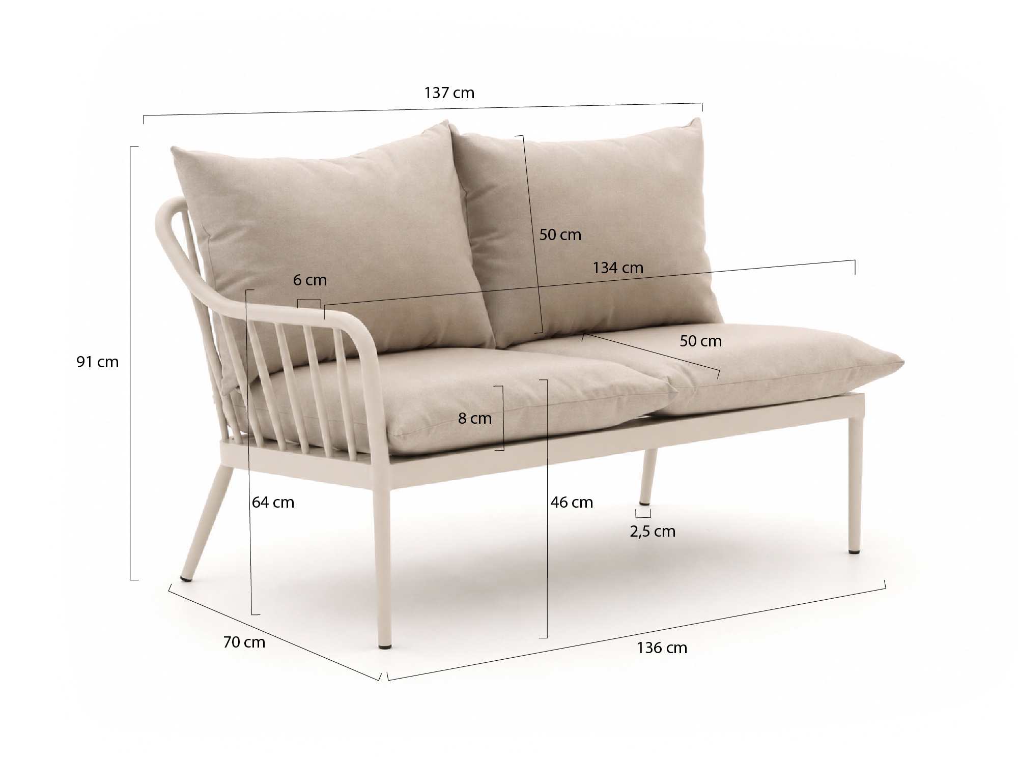 Manifesto Celante Lounge Element rechter Arm 138 cm - Kees Smit Gartenmöbel